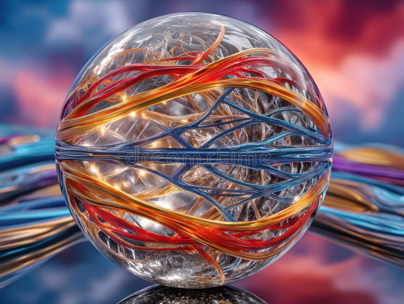 Intricate Brass Sphere with Abstract Design Stock Illustration ...