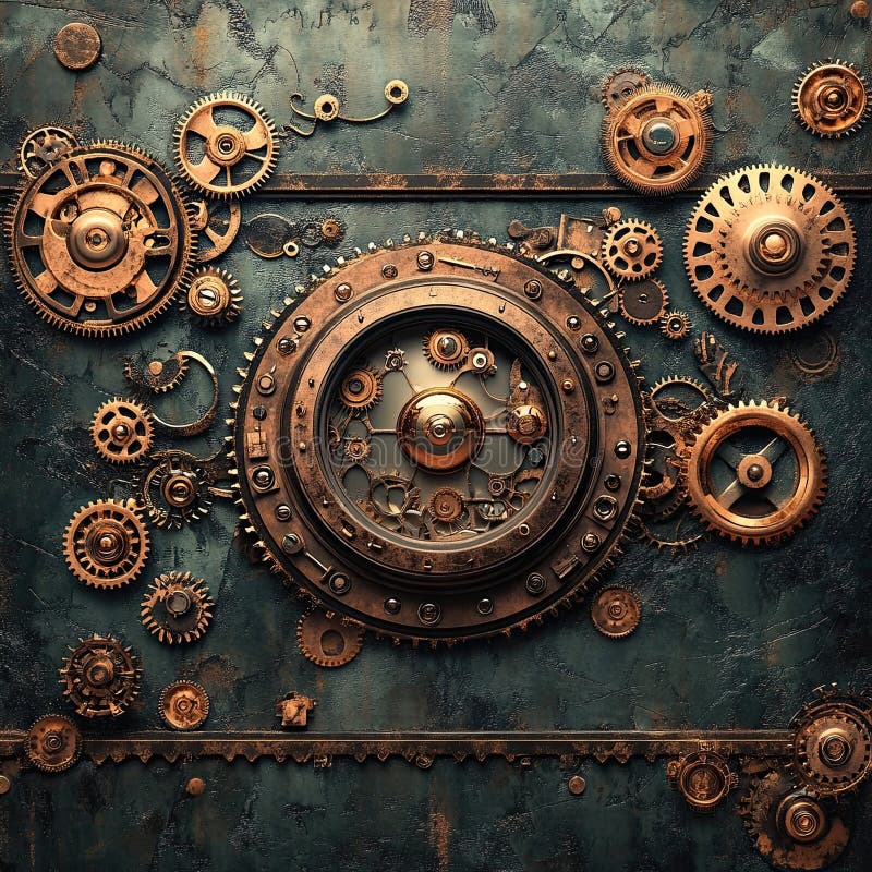Intricate Bronze Gears and Cogs Create a Steampunk-inspired Industrial ...