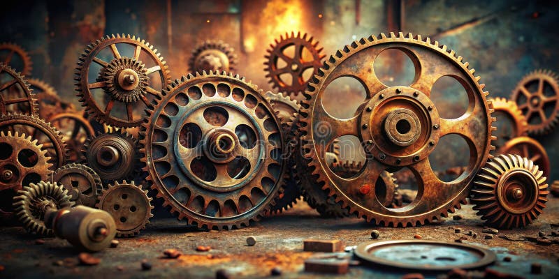 Intricate Bronze Gears a Collection of Oxidized Clockwork Components on ...