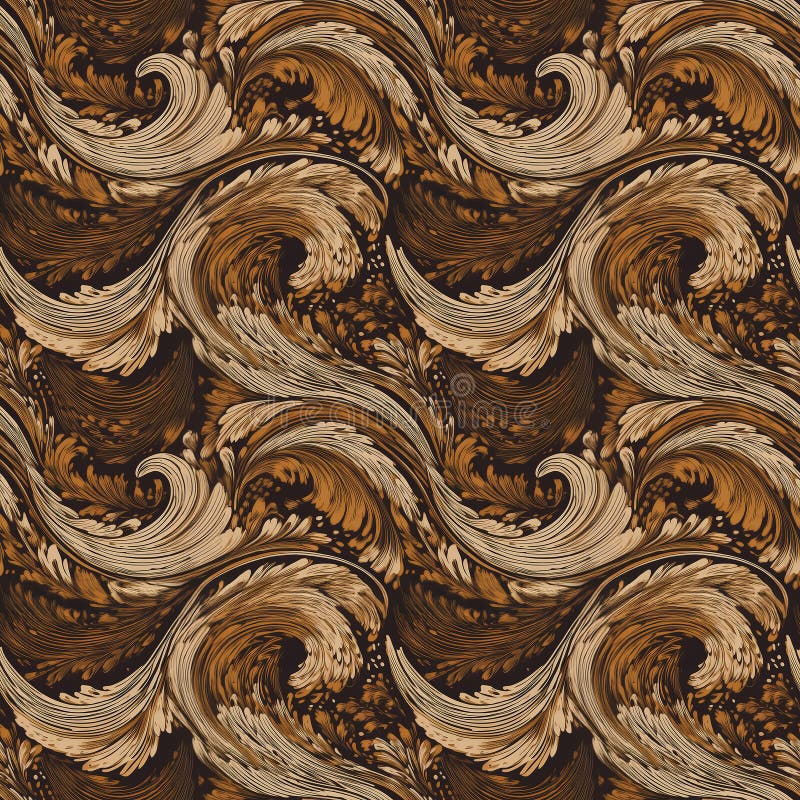 Intricate Brown and Beige Decorative Wave Pattern Suitable for Various ...