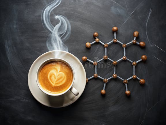 Intricate Caffeine Molecule Art on a Chalkboard a Visual Symphony of ...