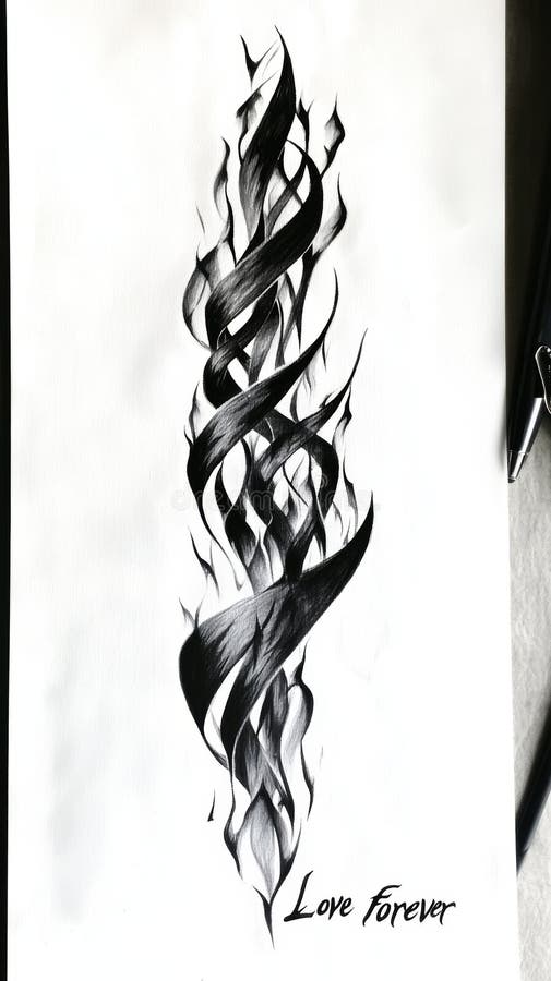 Intricate Calligraphy of Love and Forever in Swirling Black Script with ...