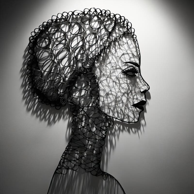 Intricate Calligraphy Silhouette Profile in String Art Style ...
