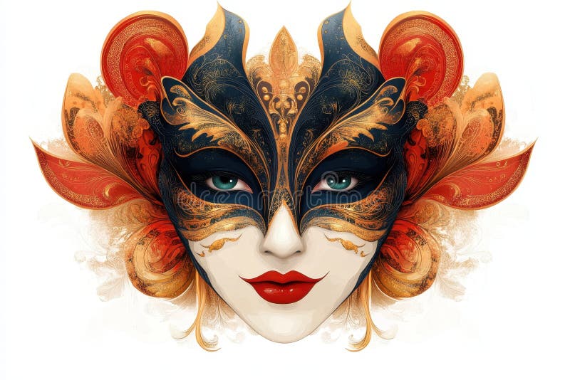 Intricate Carnival Mask Design Featuring Elaborate Patterns and Vibrant ...