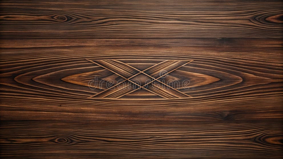 Intricate Carved Pattern on Dark Brown Wooden Surface with Linear ...