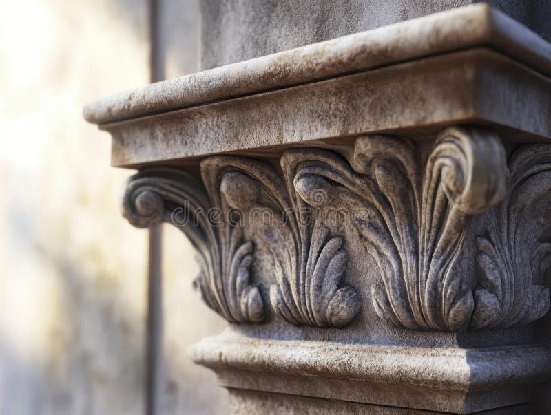 Intricate Carvings on an Ancient Stone Column Stock Illustration ...