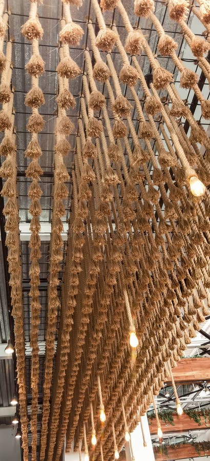 Rope and Light Bulb Ceiling Decoration Stock Image - Image of ...