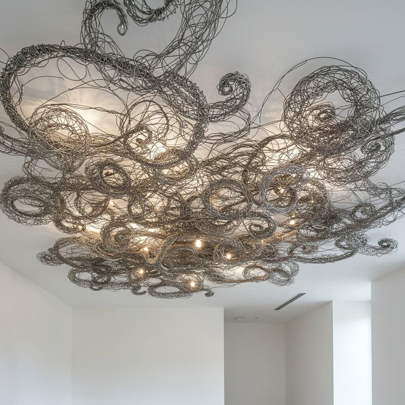 An Intricate Ceiling Installation Featuring a Swirling Mass of Metal ...