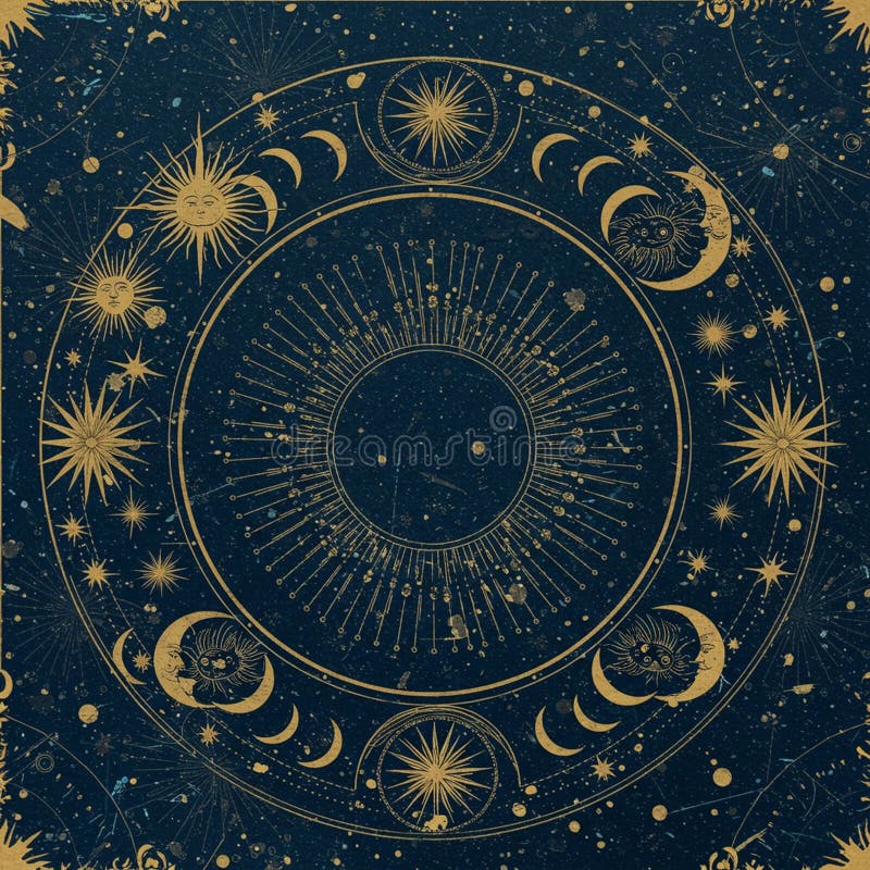 Intricate Celestial Mandala with Crescent Moon and Star Stock ...