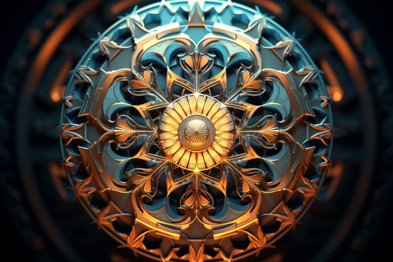 Intricate Celestial Mandala with Crescent Moon and Star Stock ...