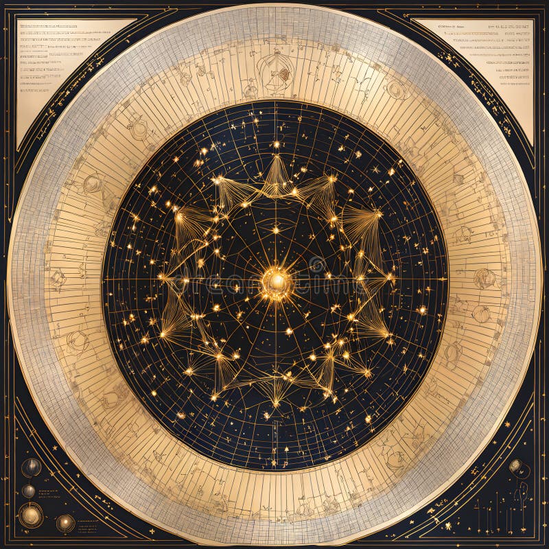 An Intricate Celestial Map or Star Chart. Stock Photo - Image of ...