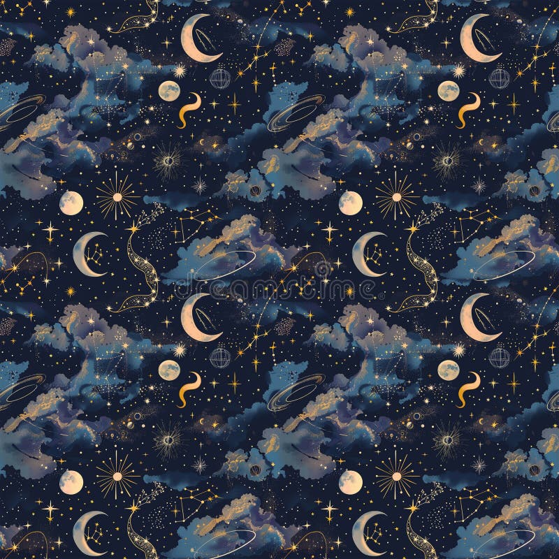 Celestialseamlesspattern Stock Illustrations – 1 ...