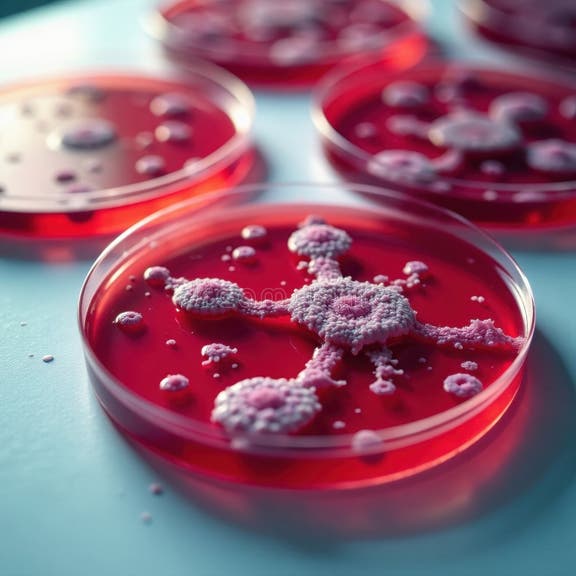 Intricate Cellular Structures Visible on Multiple Red Agar Plates ...