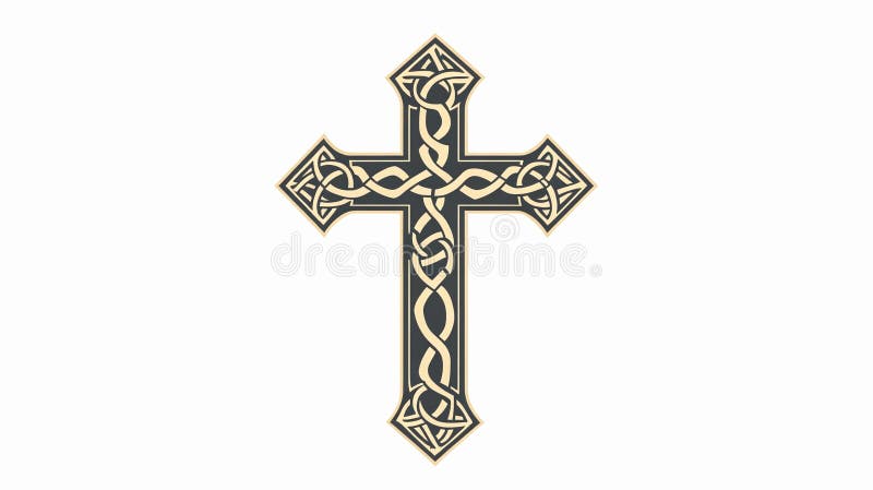 Intricate Celtic Cross Design with Decorative Knot Patterns on ...