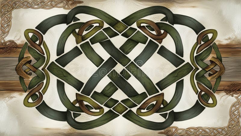 Intricate Celtic Knot Design with a Natural Theme on a Textured ...