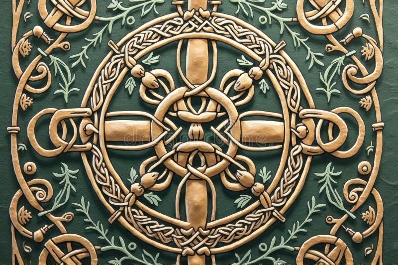 Intricate Celtic Knot Patterns in Stained Glass Design Stock Photo ...