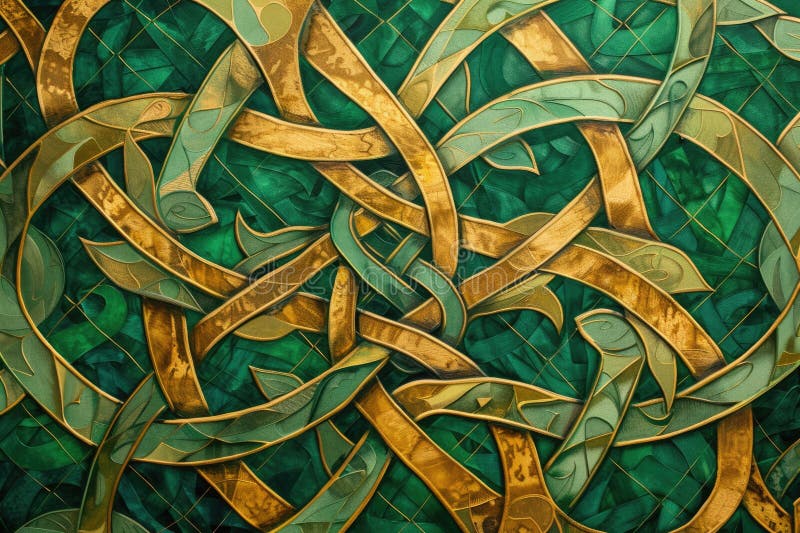 Intricate Celtic Knot Carved on Dark Wooden Background Stock Photo ...