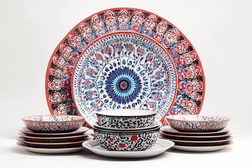 Intricate Ceramic Plates Featuring Middle Eastern Patterns Ideal for ...