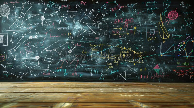Intricate Chalk Equations on Blackboard Stock Illustration ...