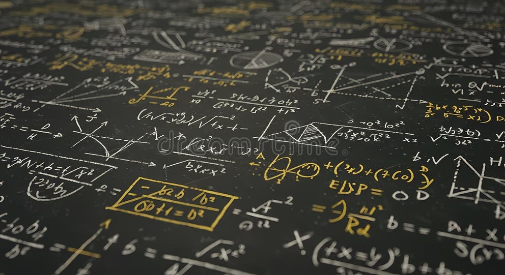 Intricate Chalkboard Equations: a Dense Visual of Mathematical Formulas ...