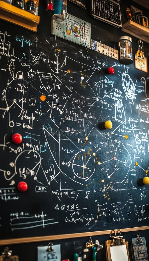 Intricate Chalkboard with Math Equations, Formulas, and Diagrams ...