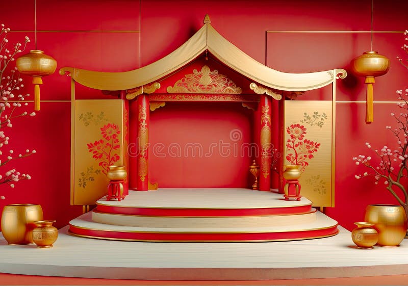 Intricate Chinese Heritage Showcase on a 3D Platform Stock Image ...