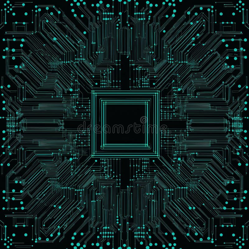 Intricate Circuit Board Design with Central Processing Unit Stock Photo ...
