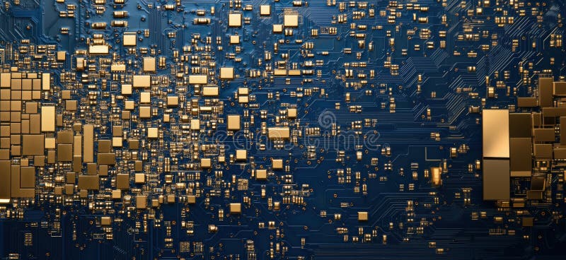 Intricate Circuit Board Design Featuring Gold-plated Components and ...