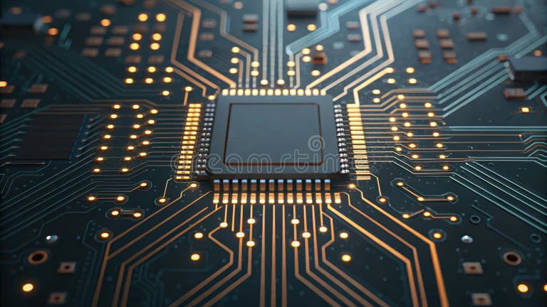 Intricate Circuit Board Featuring a Microprocessor for Advanced Ai ...
