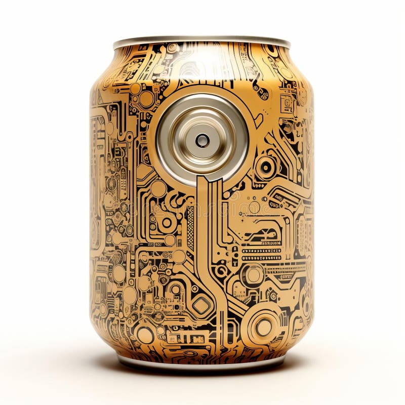 Intricate Circuit Board Patterns on a Sleek Can Design Stock ...