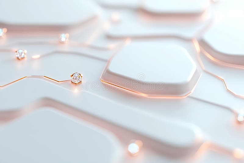 Intricate Circuit Pattern Glows Softly with Sparkling Diamond Nodes ...