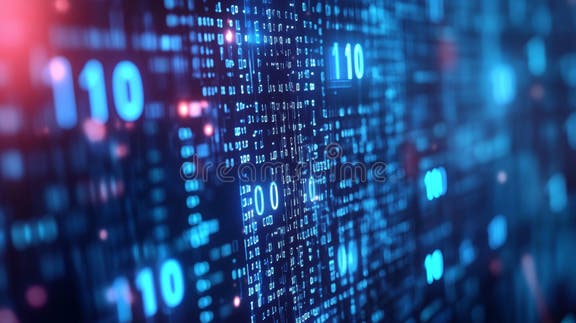 Interwoven Circuits Binary Code Abstract Data Tapestry with Digital Matrix Background Stock ...