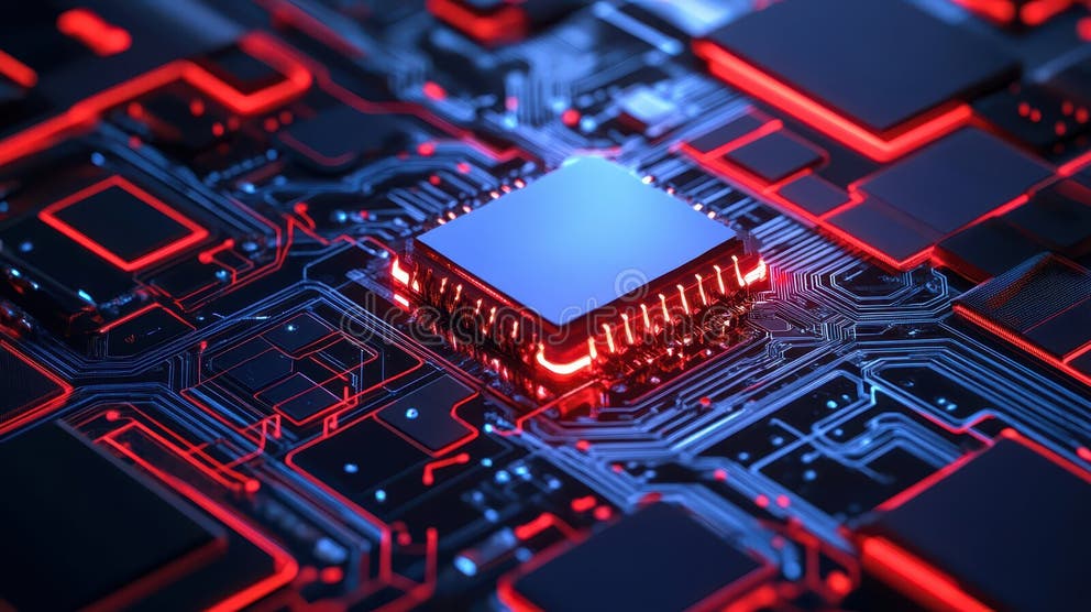 Intricate Circuitry, Exploring the Complex Architecture of a Computer Chip on Printed Circuit ...