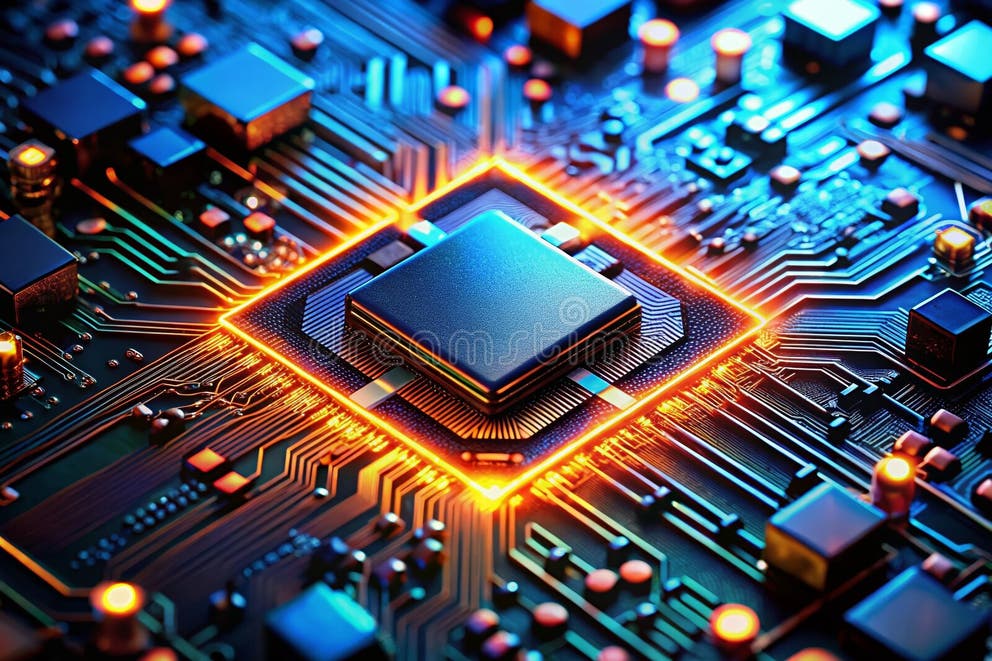 Intricate Circuitry of a Microchip a Closeup Exploration of ...