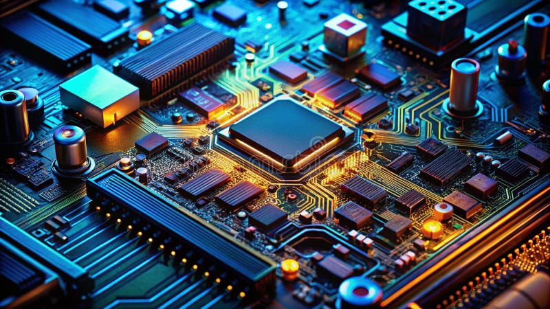 Intricate Circuitry Unveiled a Dark Moody Closeup of a Motherboards ...