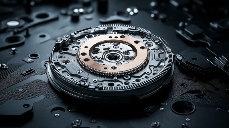 "Intricate Circular Component with Copper Accent in Mechanical Context ...