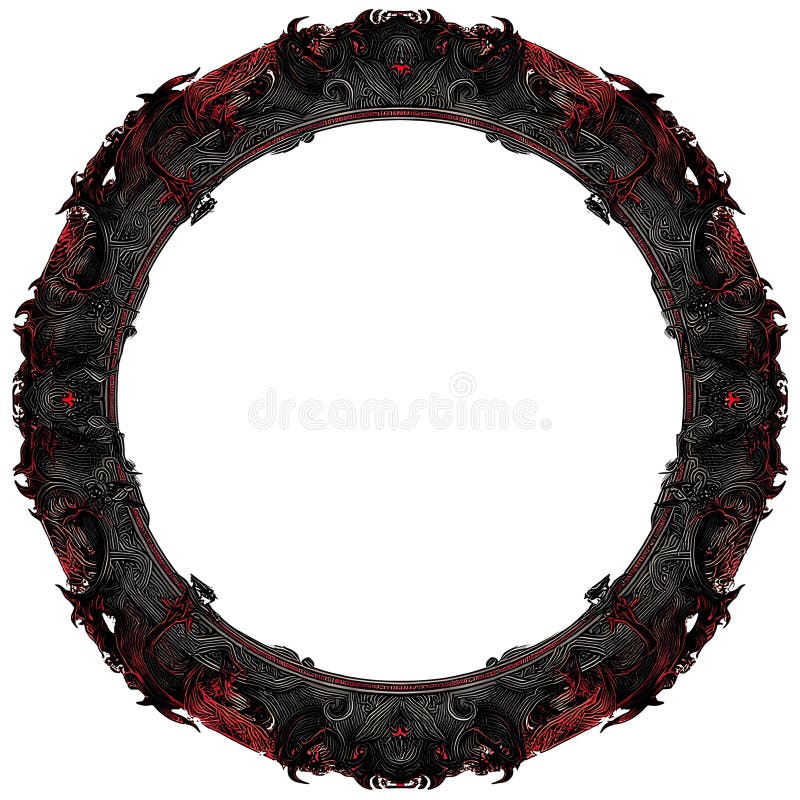 Intricate Circular Frame with a Gothic Design, Featuring Detailed Black ...