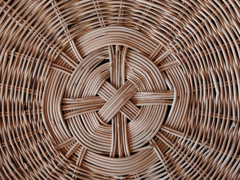 Intricate Circular Pattern of Natural Woven Rattan Material Texture ...