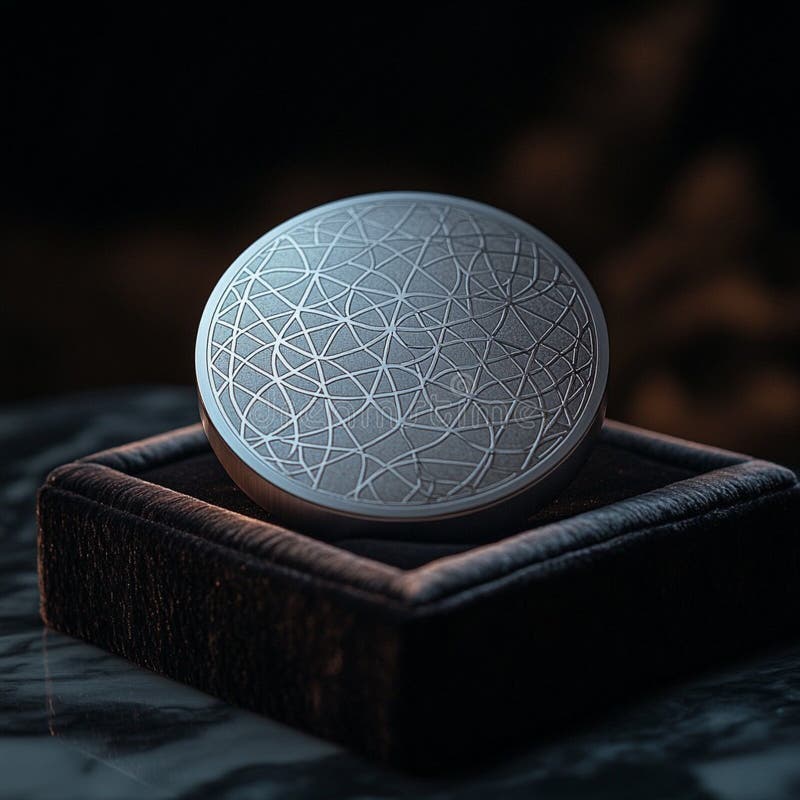 Intricate Circular Pattern on a Reflective Surface Captured in Soft ...