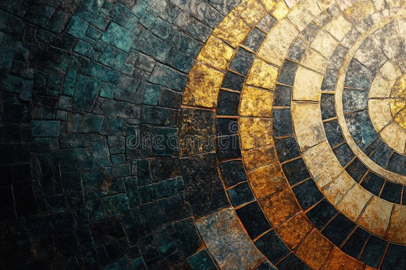 Intricate Circular Pattern of Textured Tiles in Rich Colors Creating a ...