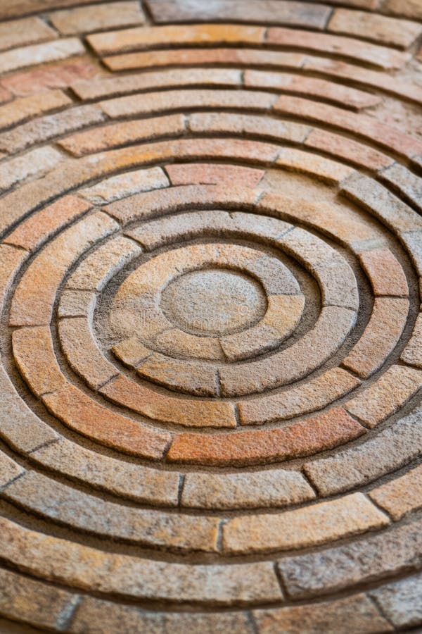 Intricate Circular Stone Pattern with Concentric Rings for ...