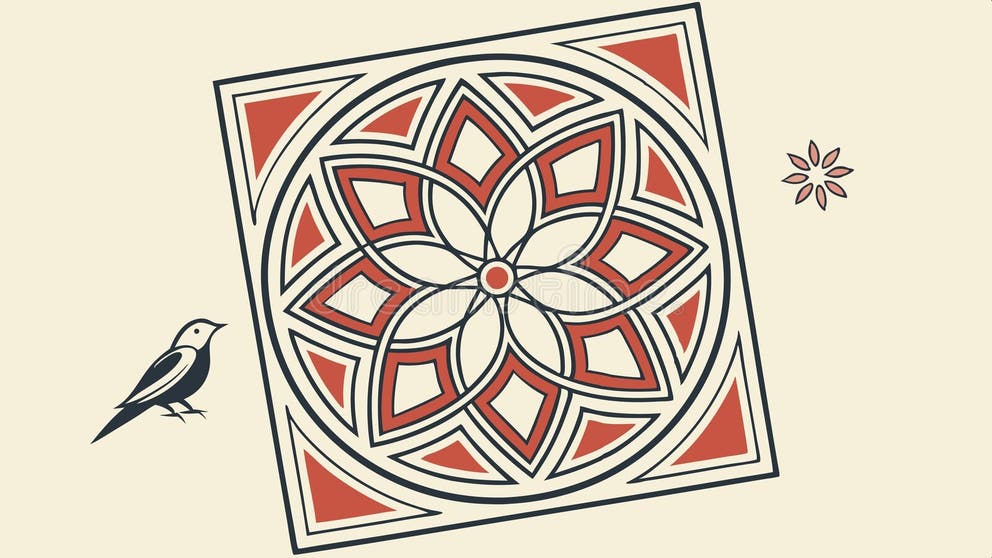 Intricate Circular Tile Pattern with Geometric and Floral Elements ...