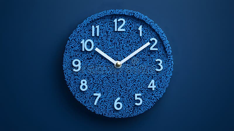Intricate Clock Design Featuring Textured Numbers and Deep Blue ...