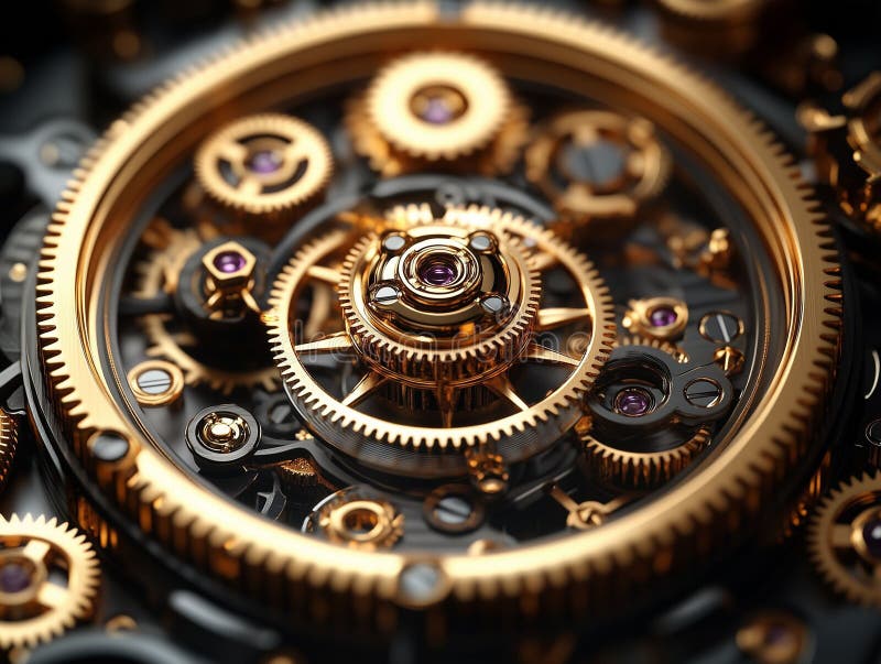 Intricate Clock Gears Mechanism Stock Illustration - Illustration of technology, closeup: 353000115