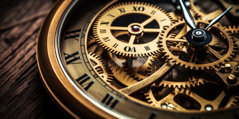 Intricate Workings of a Clock Mechanism. Generative AI Stock ...