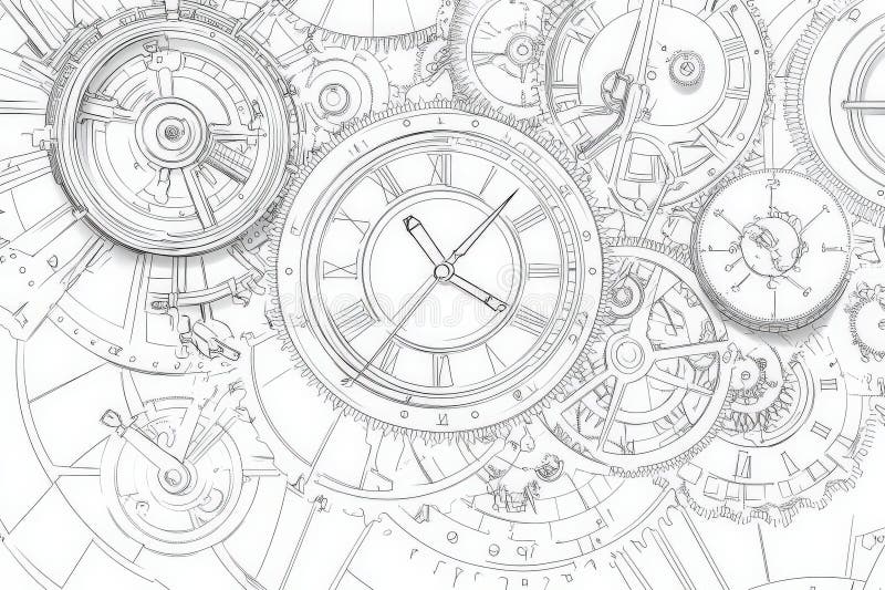 Intricate Clockwork Design with Interlocking Gears and Roman Numerals ...