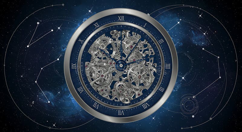 Intricate Clockwork Design with Visible Metallic Gears and Roman ...