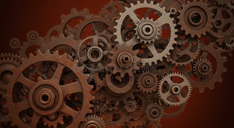 Intricate Clockwork Gears a Detailed of Many Rusty Gears Intricately ...
