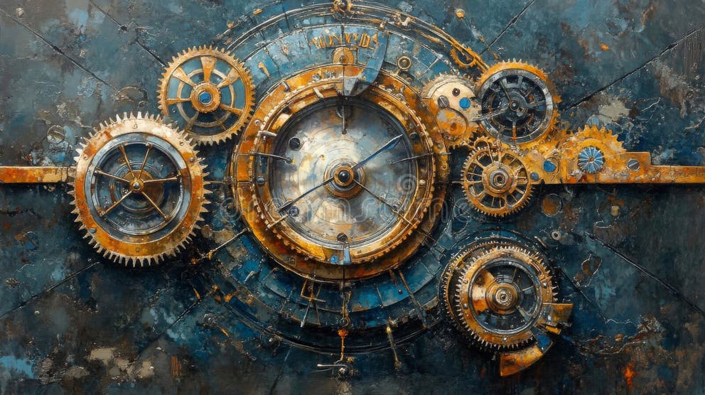 Intricate Clockwork Gears Mechanism in Steampunk Style Stock ...