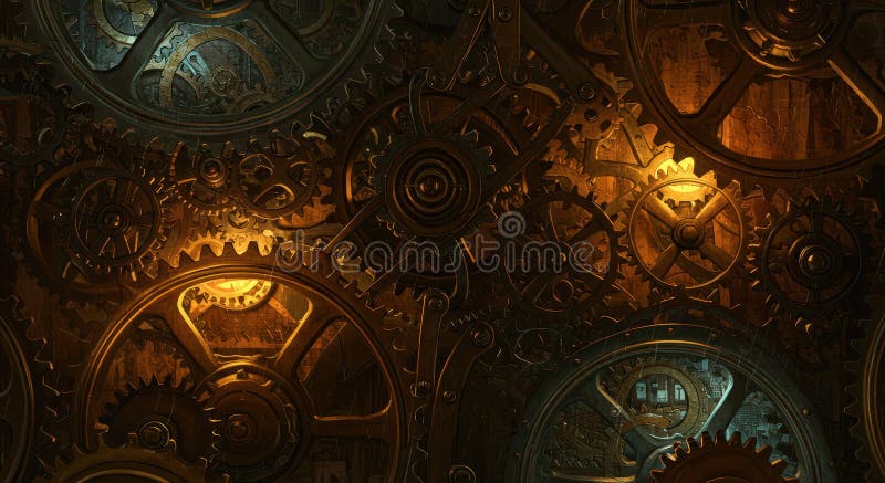 Intricate Clockwork Gears: a Steampunk Masterpiece Stock Illustration ...
